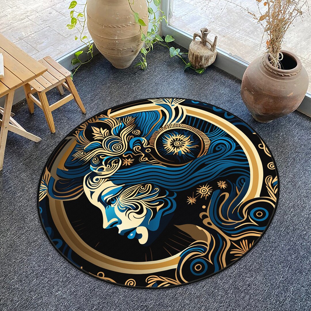Medusa Round Rug, Medusa Art Themed Rug, Greek Design Rug, Medusa Pop ...