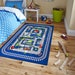 Blue Kids Rug, Train Rail Play Mat, Kids Room Rug With Trolley, Kids ...