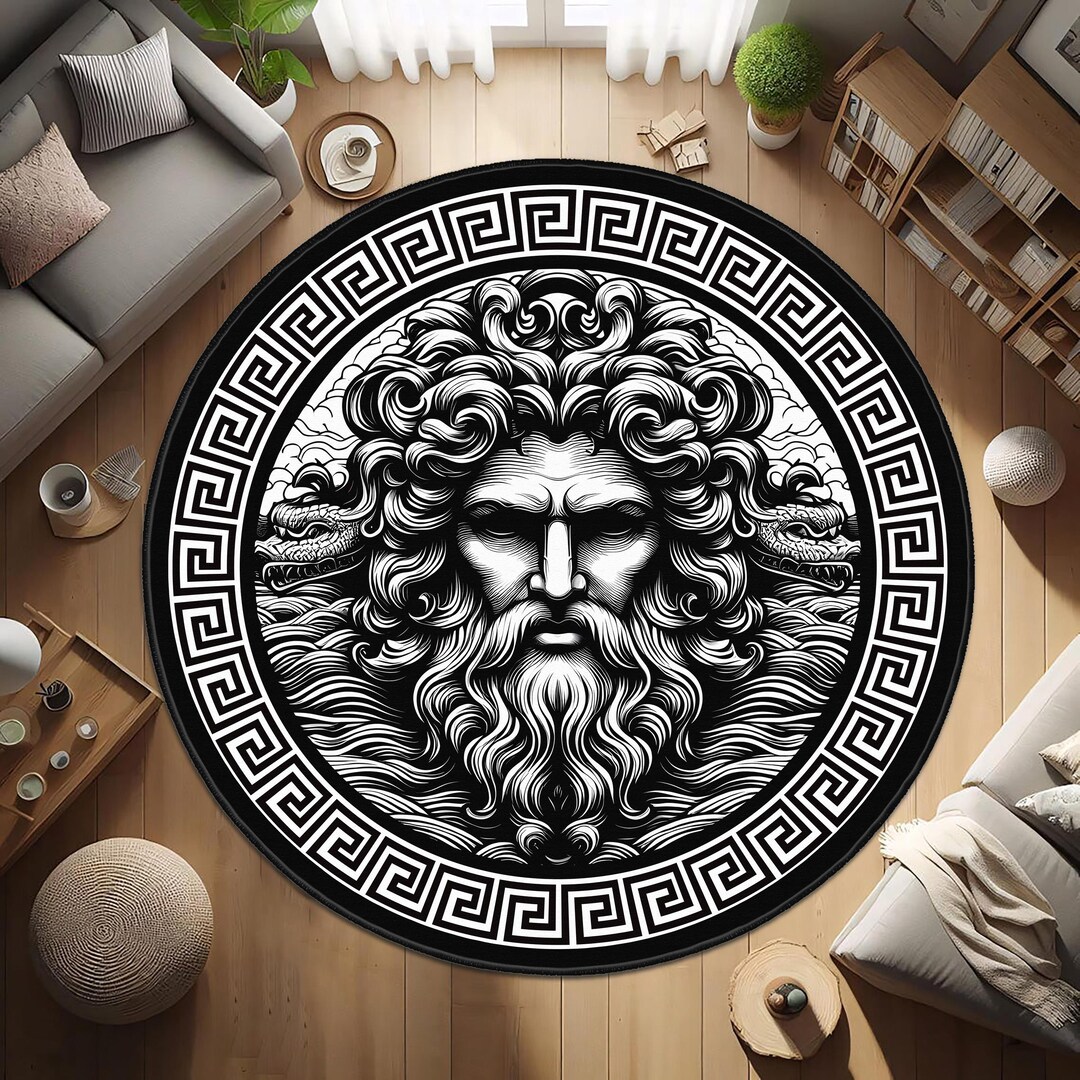 Greek Mythology Rug, Zeus Rug, Greek God Round Carpet, Ancient Greek ...