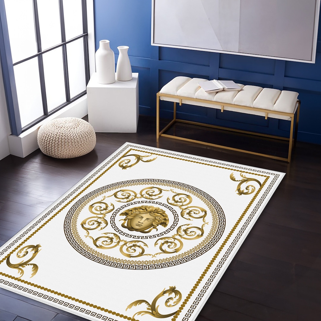 Medusa Gold Rug, Gold Greek Rug, Greek Mat, Custom Rug, Greek Rugs ...