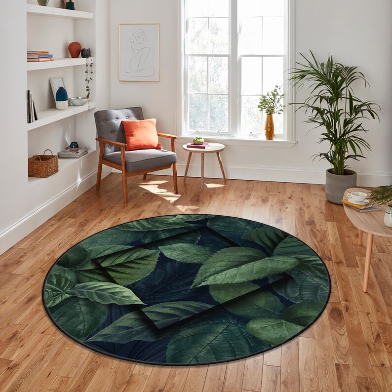 Exotic Leaf Area Rug, Botanical Leaves Rug, Plant Paradise Non Slip ...
