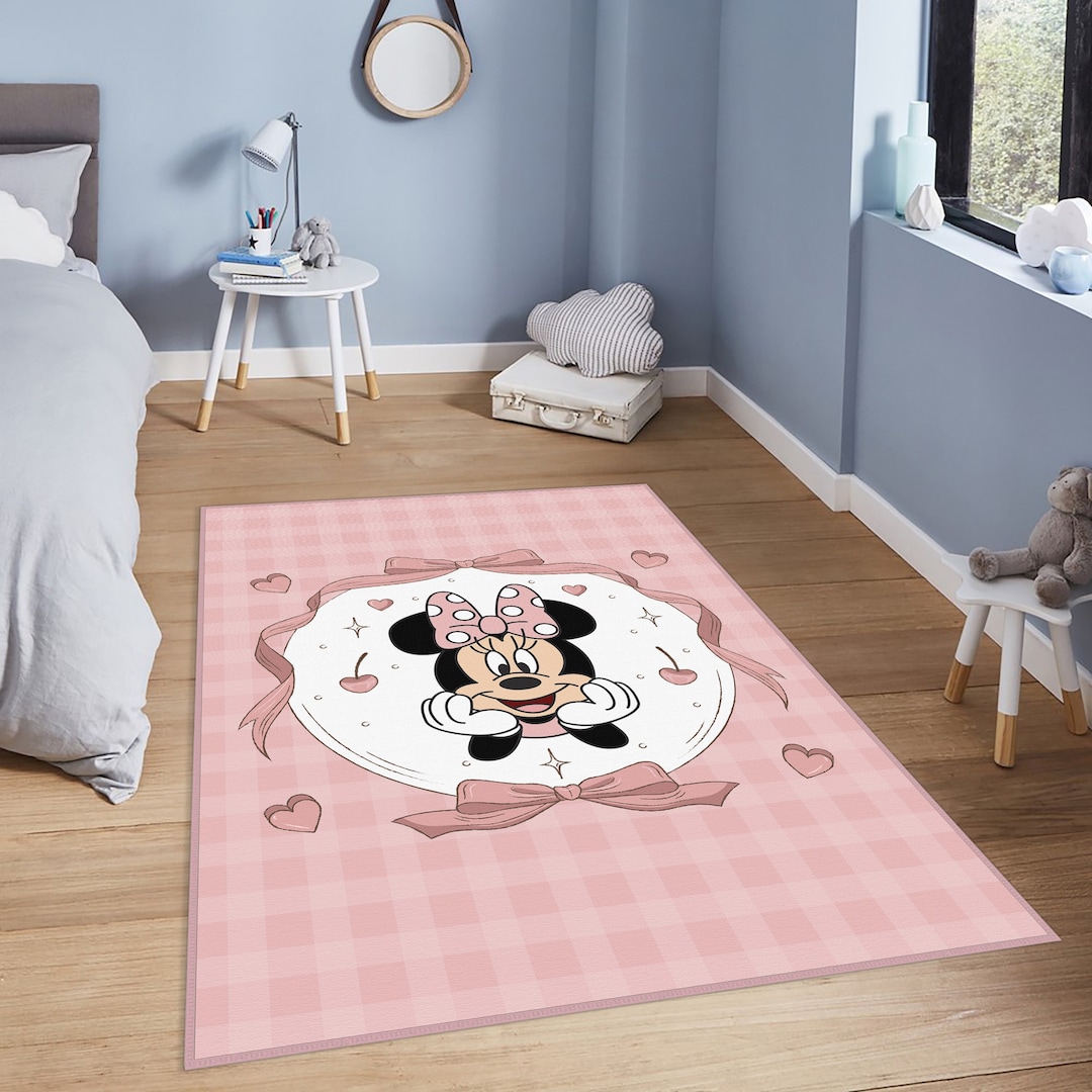 Minnie Mouse Kids Rug, Minnie Mouse Kids Rug, Pink Baby Rug, Nursery ...