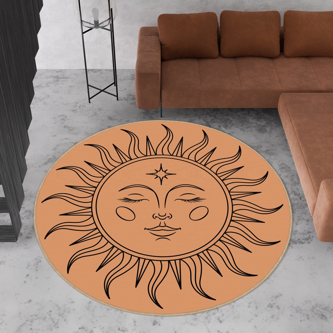 Sun Rug, Sun Area Rug, Mystical Celestial Decor Rug, Mystical Round Rug ...