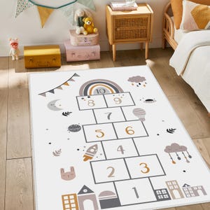 Hopscotch Play Area Rug,playroom Activity Non-slip Mat,kid's Room Game ...