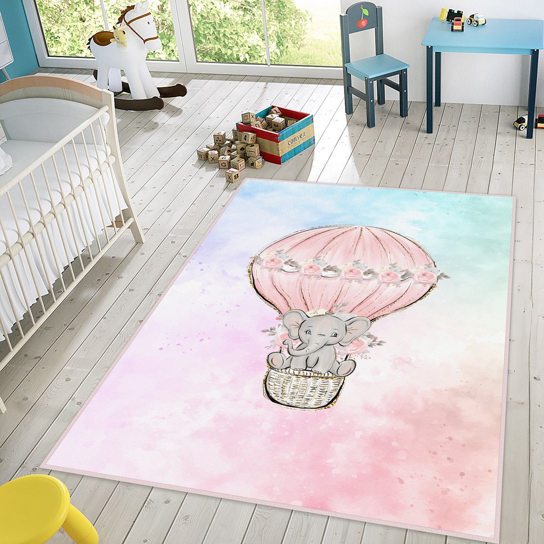 Elephant Rug, Nursery Decor Rug, Kids Area Rug, Elephant Design Rug ...