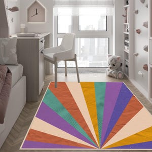 Boho Rainbow Sun Rug,nursery Rug,kids Area Rug,washable Non Slip Rug ...