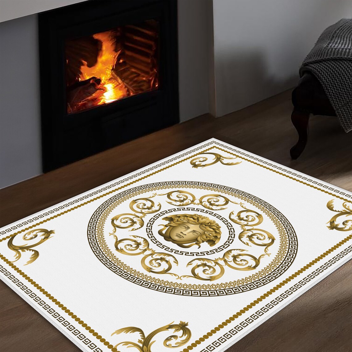 Medusa Gold Rug, Gold Greek Rug, Greek Mat, Custom Rug, Greek Rugs ...