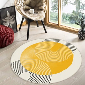 Abstract Round Rug, Onedraw Floor Rug, Decorative Circle Carpet ...