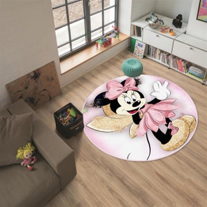 Mini Mouse Rugs,minnie Mouse Round Rug,minnie Mouse Play Mat,pink ...