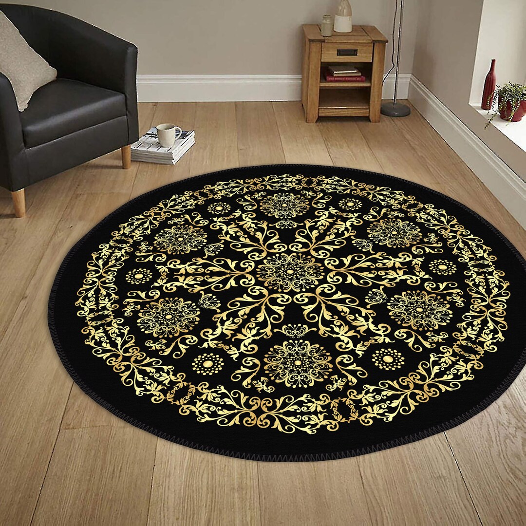 Mandala Circle Rug, Tile Pattern Round Carpet, Rug for Living Room ...