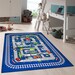 Blue Kids Rug, Train Rail Play Mat, Kids Room Rug With Trolley, Kids ...