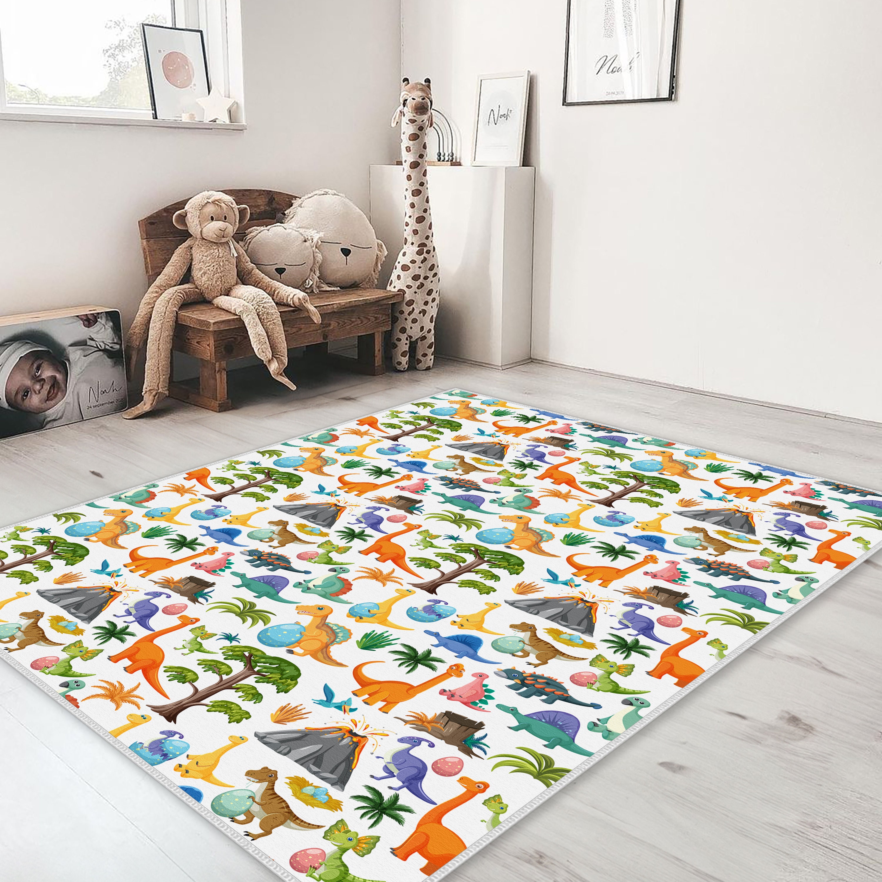 Dinosaur World Kids Rug, Dino Kids Room Carpet, Land of Dinosaur Carpet ...