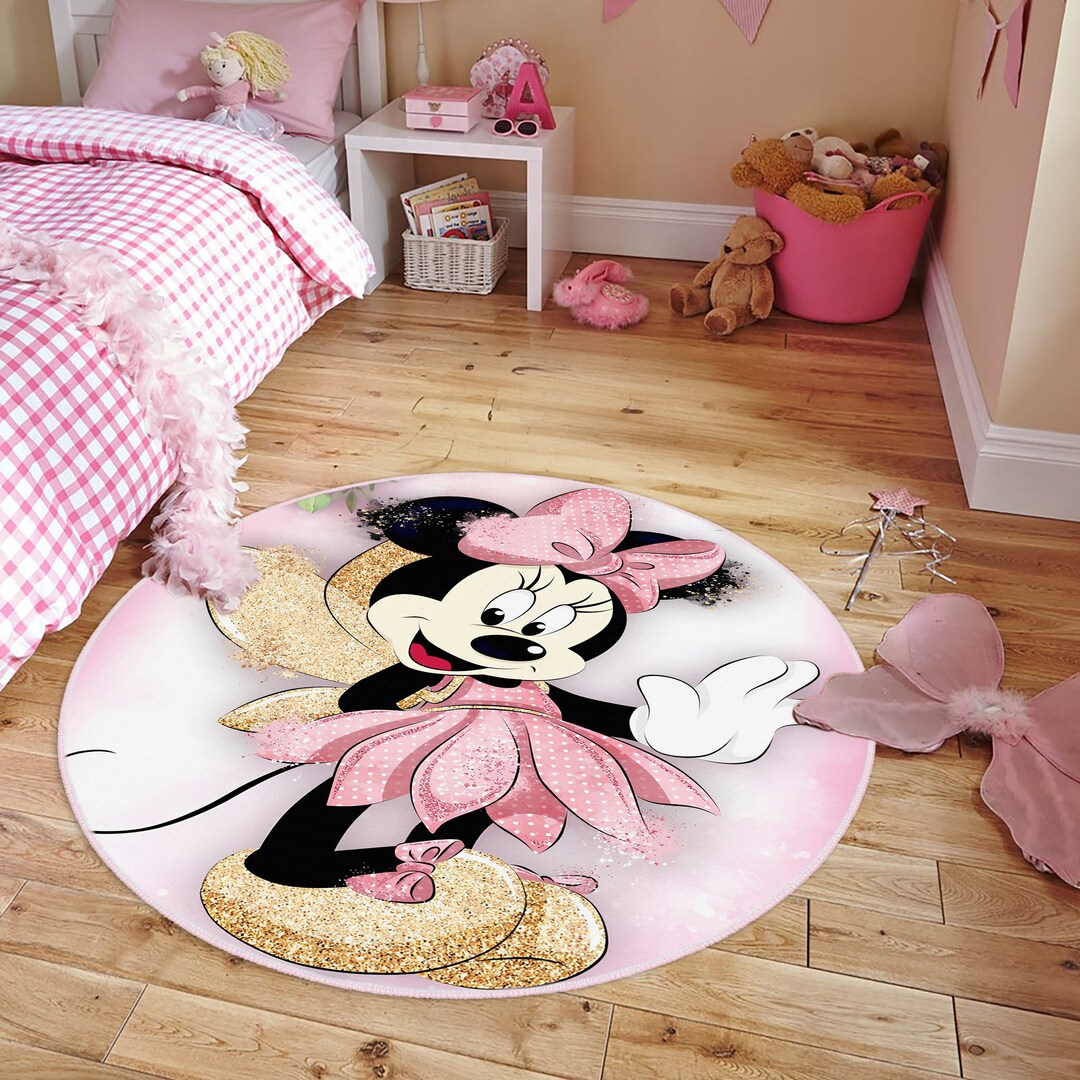 Mini Mouse Rugs,minnie Mouse Round Rug,minnie Mouse Play Mat,pink ...
