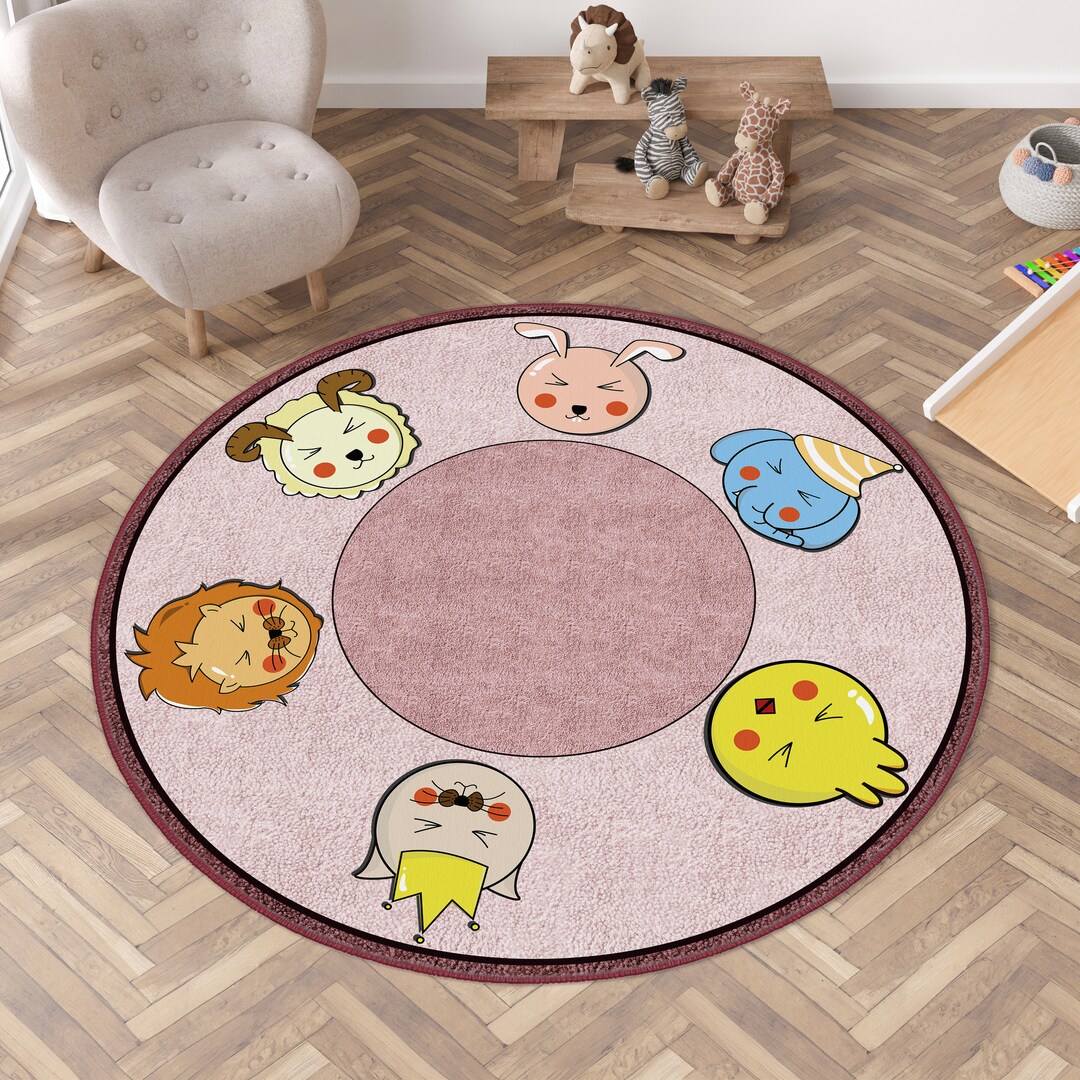 Baby Lion Rug, Soft Elephant Playroom Mat, Animals Patterned Kids Rug ...