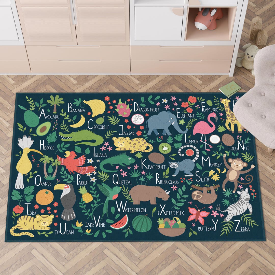 Alphabet Nursery Rug,learn the Alphabet and Animal Carpet,animal ABC ...