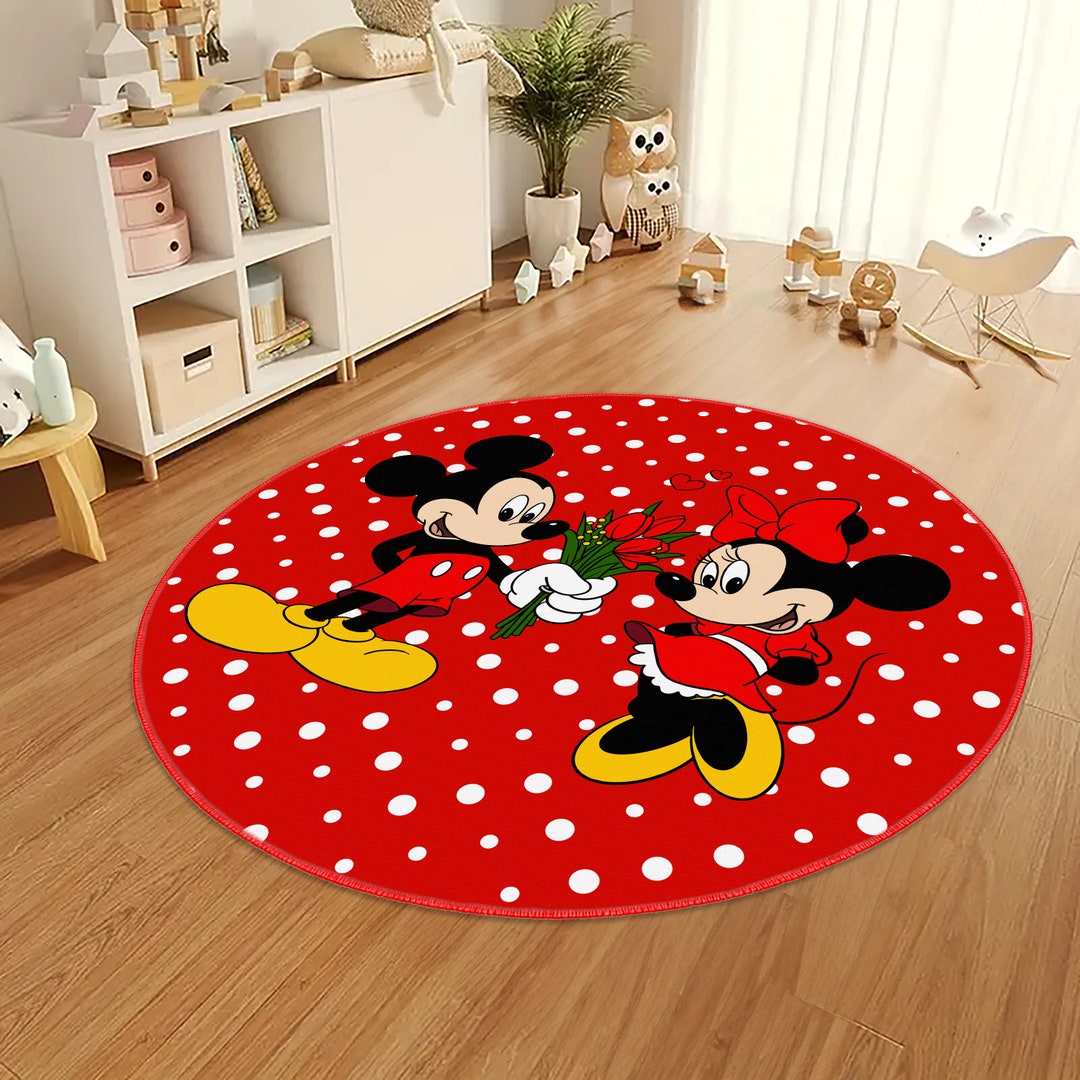 Minnie Mouse Rug, Cute Mickey Mouse Rug, Baby Girl Playroom Mat, Mickey ...