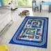 Blue Kids Rug, Train Rail Play Mat, Kids Room Rug With Trolley, Kids ...