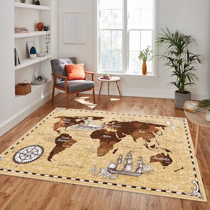 World Map Education Rug, Map Rug, World Map Rug, Scholl Rug, Home Decor ...