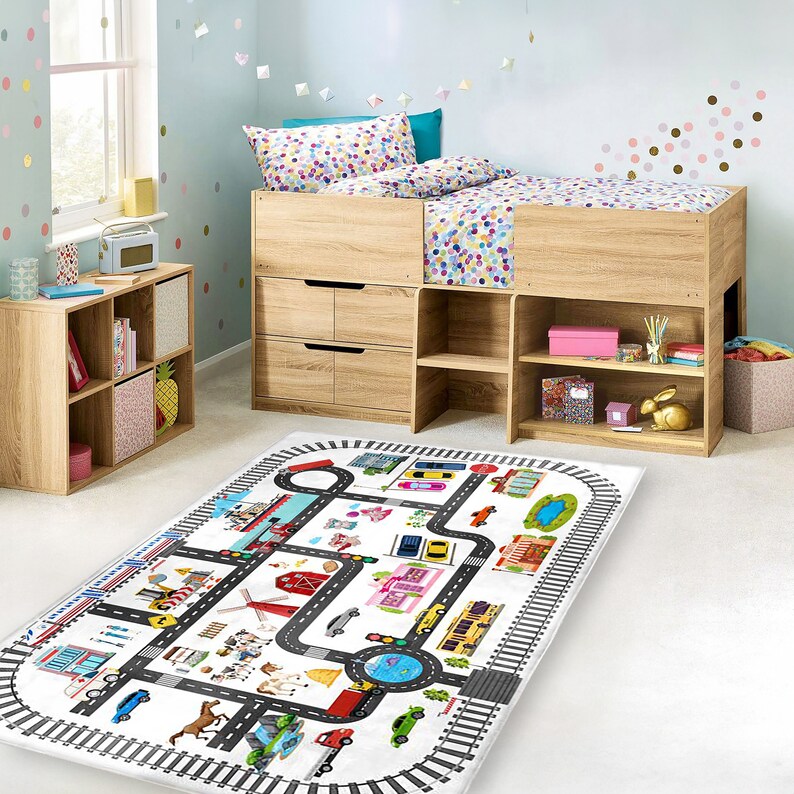 Road Pattern Kids Carpet, Race Track Play Carpet, Driveway Pattern ...