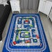 Blue Kids Rug, Train Rail Play Mat, Kids Room Rug With Trolley, Kids ...