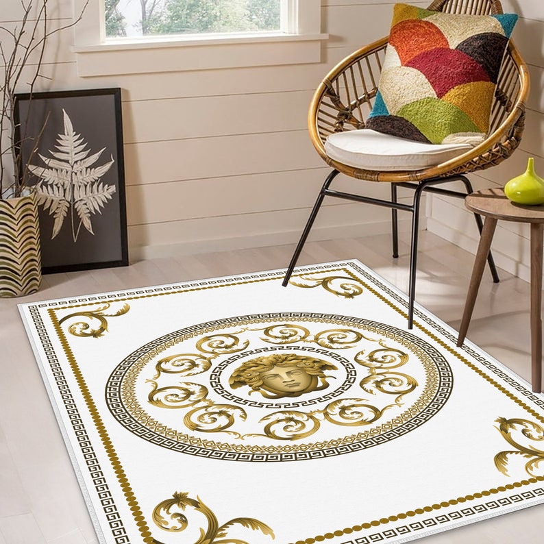Medusa Gold Rug, Gold Greek Rug, Greek Mat, Custom Rug, Greek Rugs ...