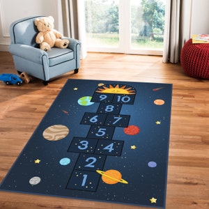Hopscotch Kids Carpets, Space Kids Room Carpet, Fun Playroom Mat ...
