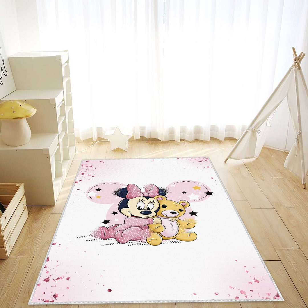 Minnie Mouse Rug, Cute Minnie Rug, Baby Girl Playroom Mat, Nursery Rugs ...