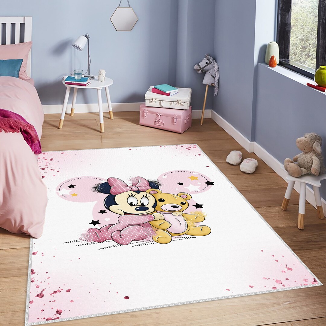 Minnie Mouse Rug, Cute Minnie Rug, Baby Girl Playroom Mat, Nursery Rugs ...