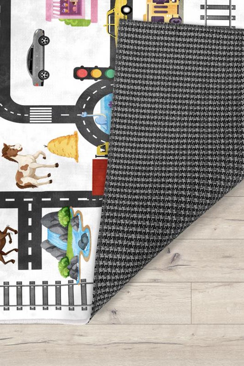 Road Pattern Kids Carpet, Race Track Play Carpet, Driveway Pattern ...