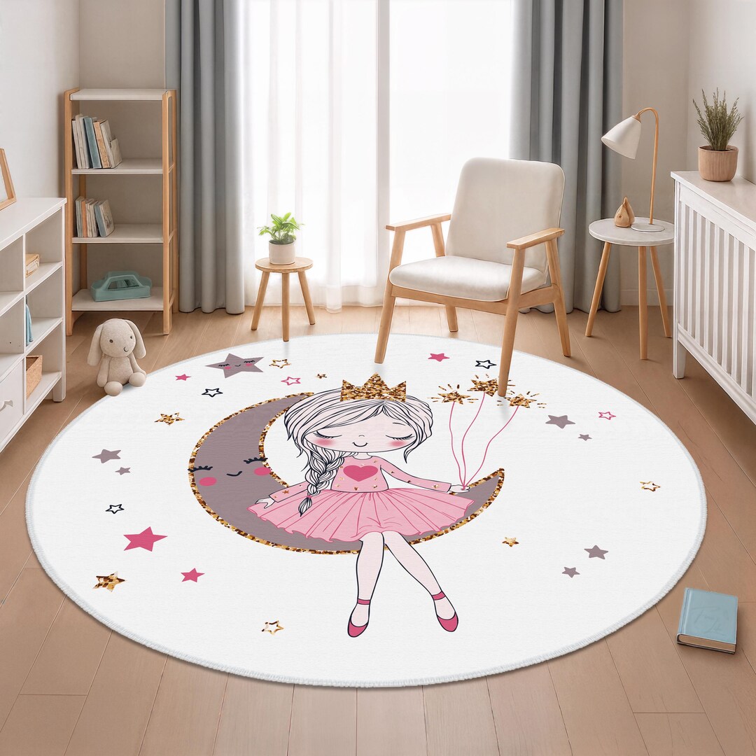 Fairy Princess Themed Girl Room Pink Rug, Fairy Rug, Girl Patterned ...