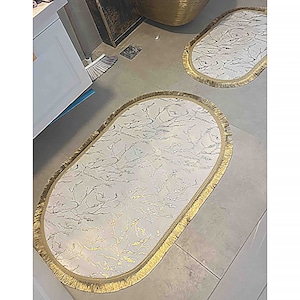 2-pack Gold Bath Mat Set, 2-piece Mat Set,toilet Bowl Set, Decorative ...