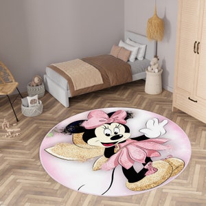 Mini Mouse Rugs,minnie Mouse Round Rug,minnie Mouse Play Mat,pink ...