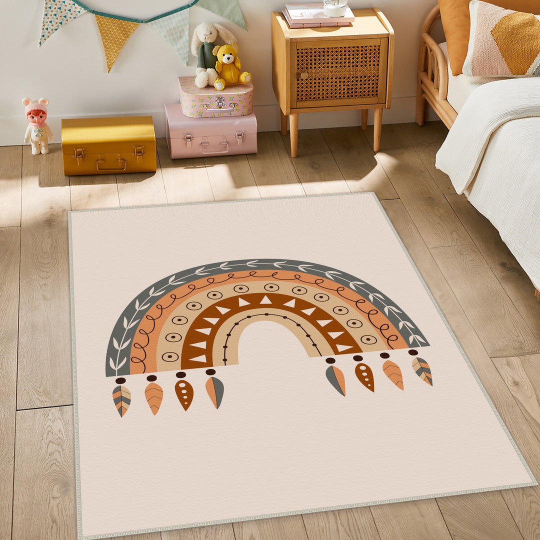 Boho Rug, Boho Kids Room Rug, Customizable Kids Rug, Name Printable Rug ...