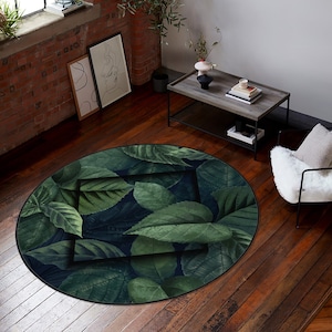 Exotic Leaf Area Rug, Botanical Leaves Rug, Plant Paradise Non-slip ...