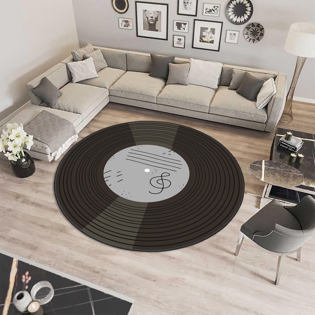Printed Vinyl Music Record Carpet, Machine Washable Rug, Gift for Music ...