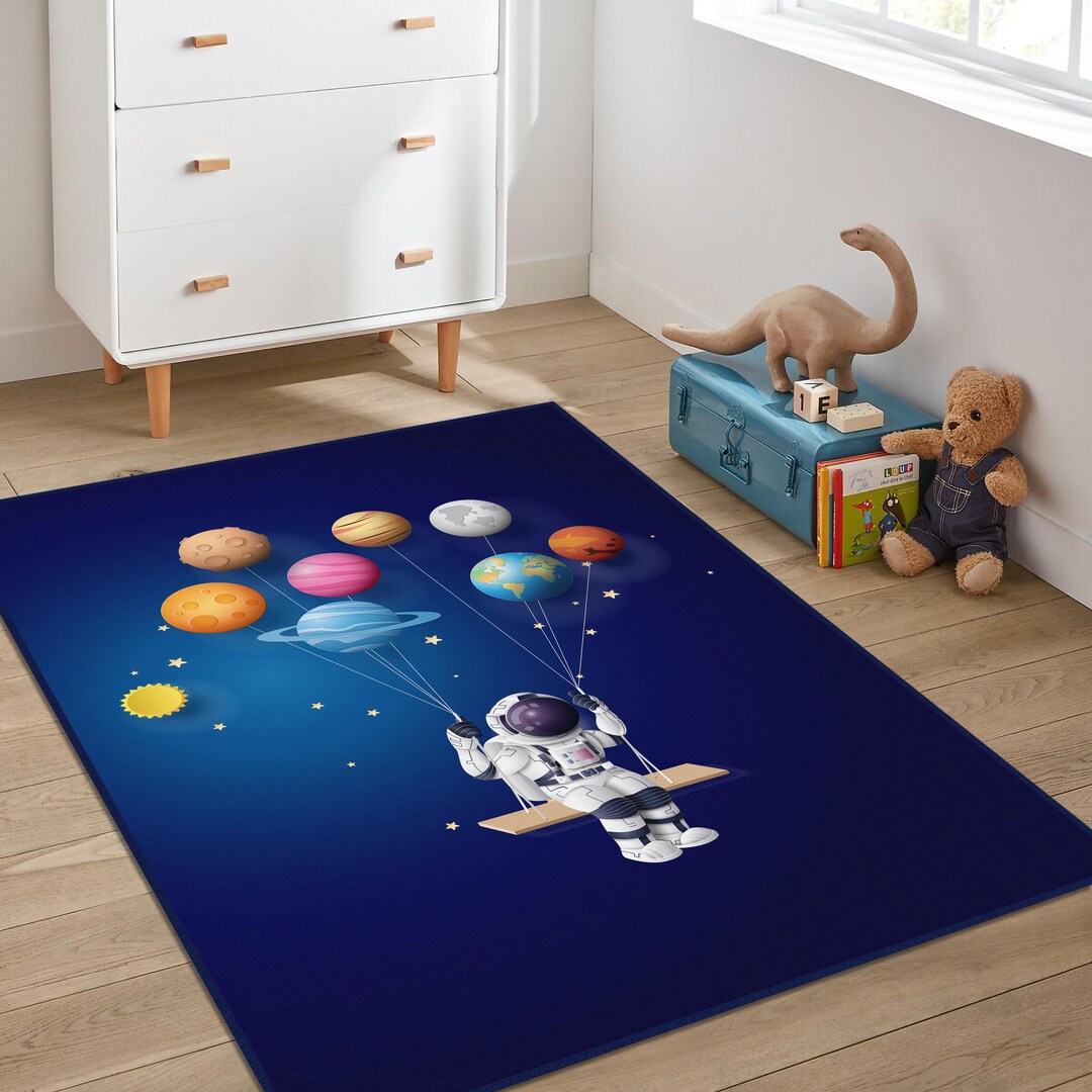 Alien Kids Carpet, Space Kids Rug, Astronaut Baby Rug, Space Themed ...