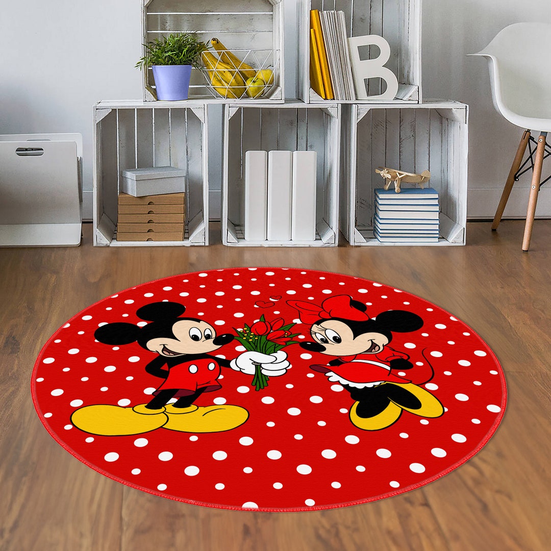 Minnie Mouse Rug, Cute Mickey Mouse Carpets, Baby Playroom Mat, Mickey ...