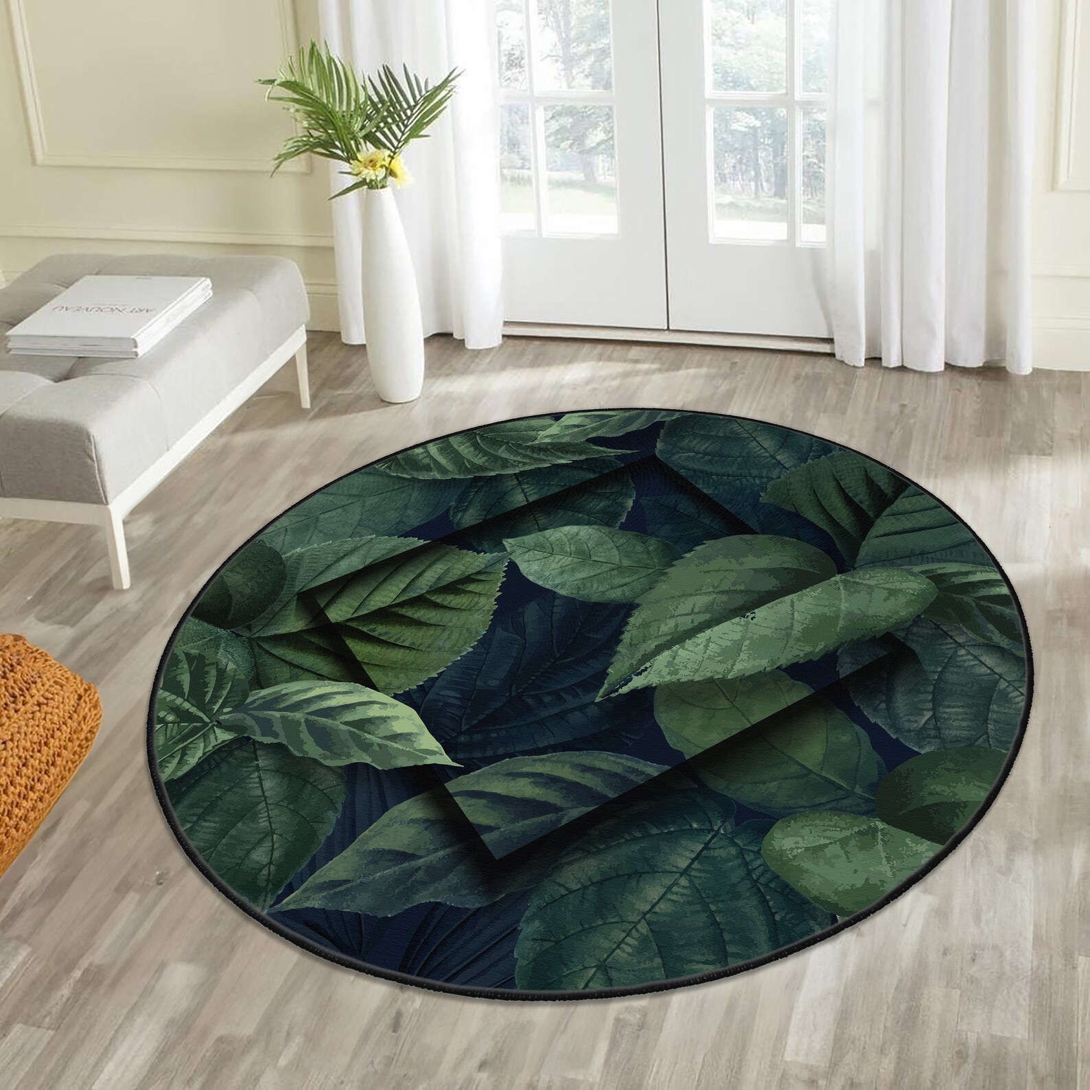 Exotic Leaf Area Rug, Botanical Leaves Rug, Plant Paradise Non Slip ...
