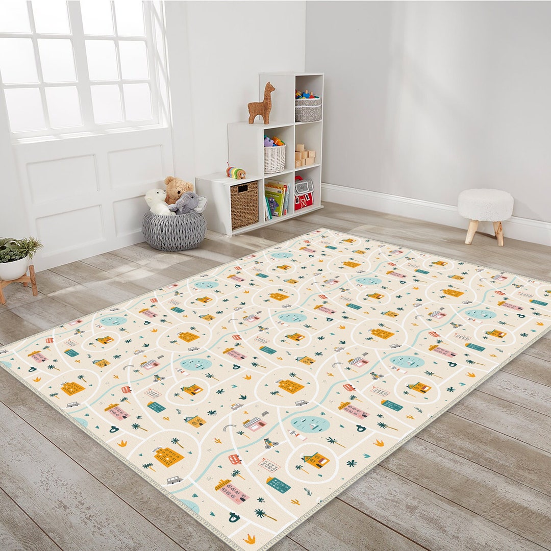 Road Pattern Kids Carpet, Race Track Play Carpet, Driveway Pattern ...