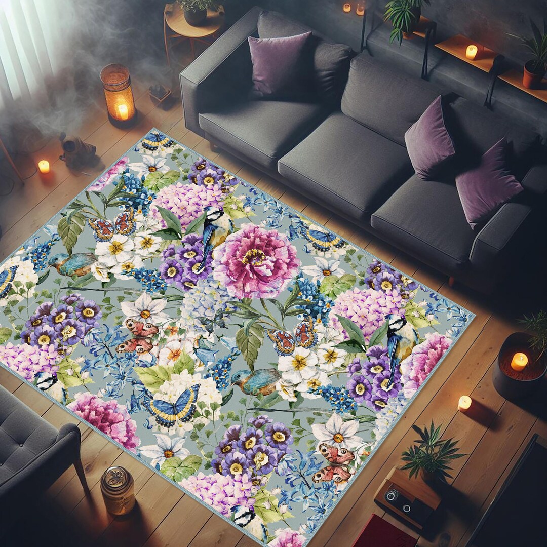 Antique Rose Aesthetic Rug, Victorian Floral Dark Academia Decorative ...