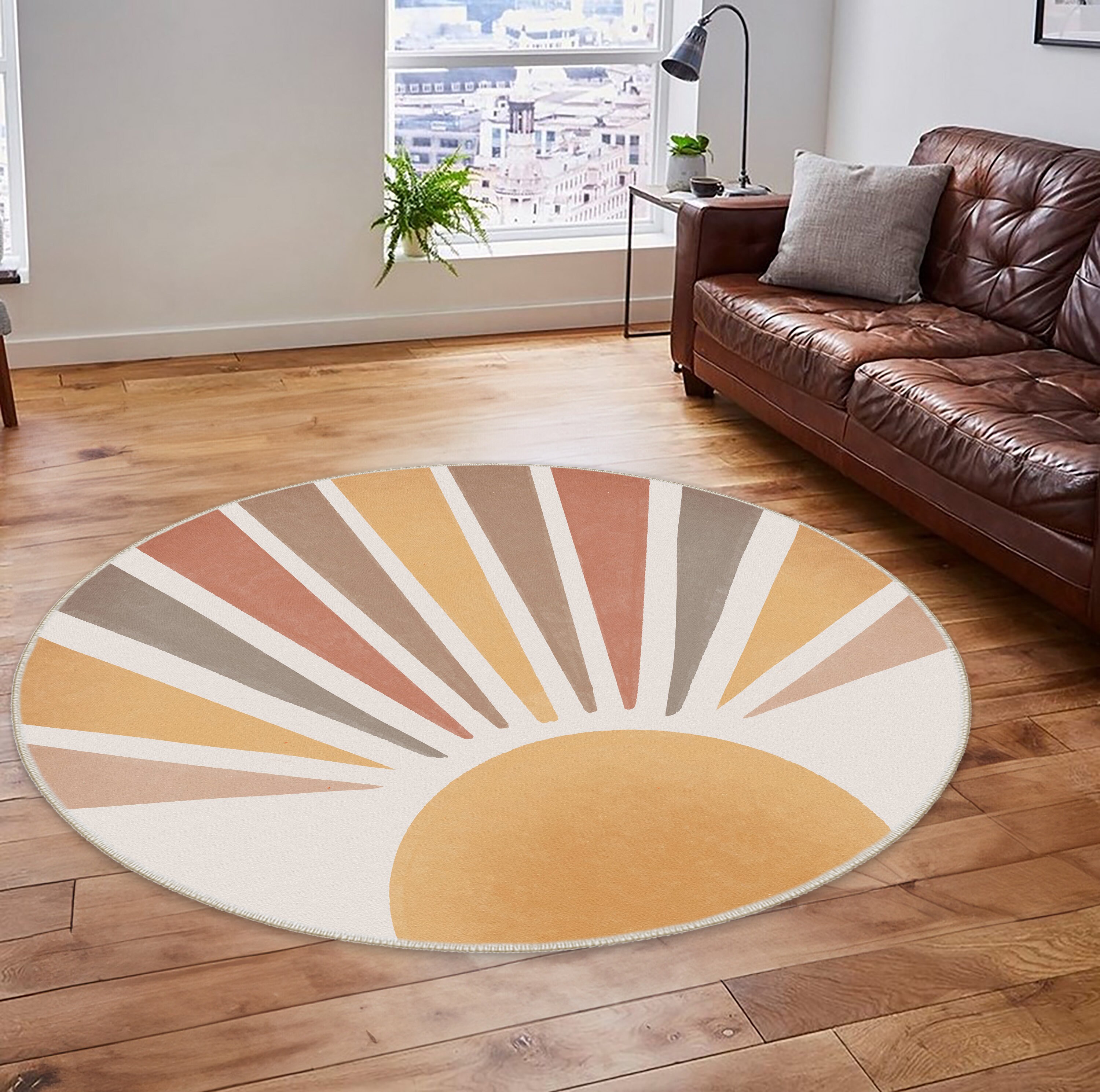 Sun Round Rug, Abstract Sun Carpet, Sunrise Boho Rug, Boho Sun Logo Rug ...