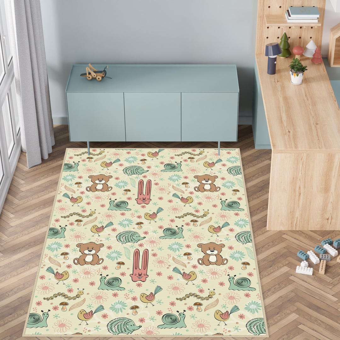 Teddy Bear Nursery Rug,rectangular Rug for Nursery,bear Baby Boy Rug ...