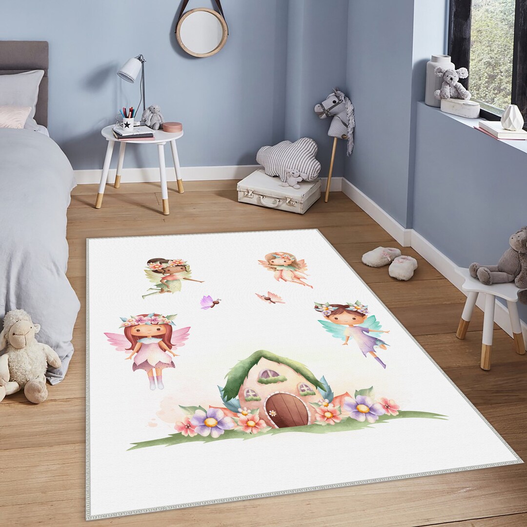 Fairy Tale Kids Rug, Fairy Girl Kids Room Carpet, Princess Kids Carpet ...