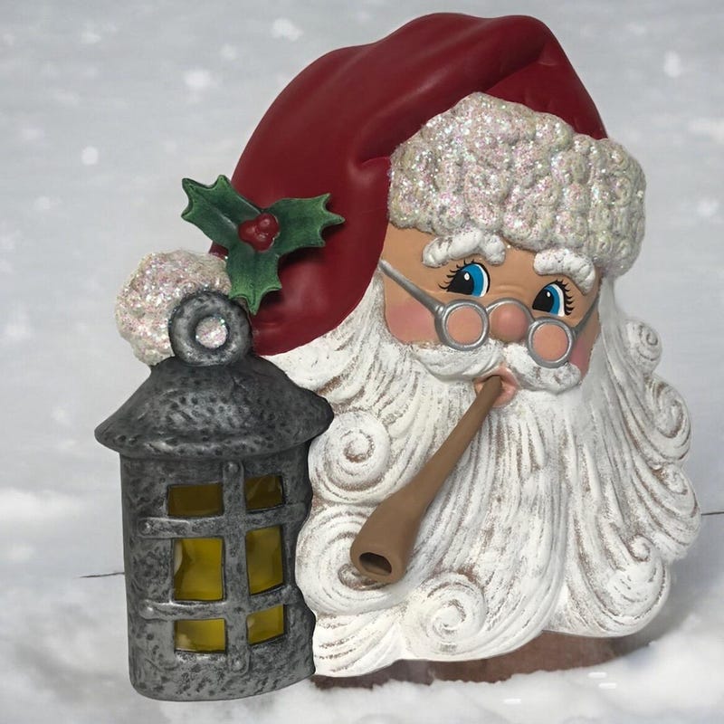 Ceramic Santa With Lights - Etsy
