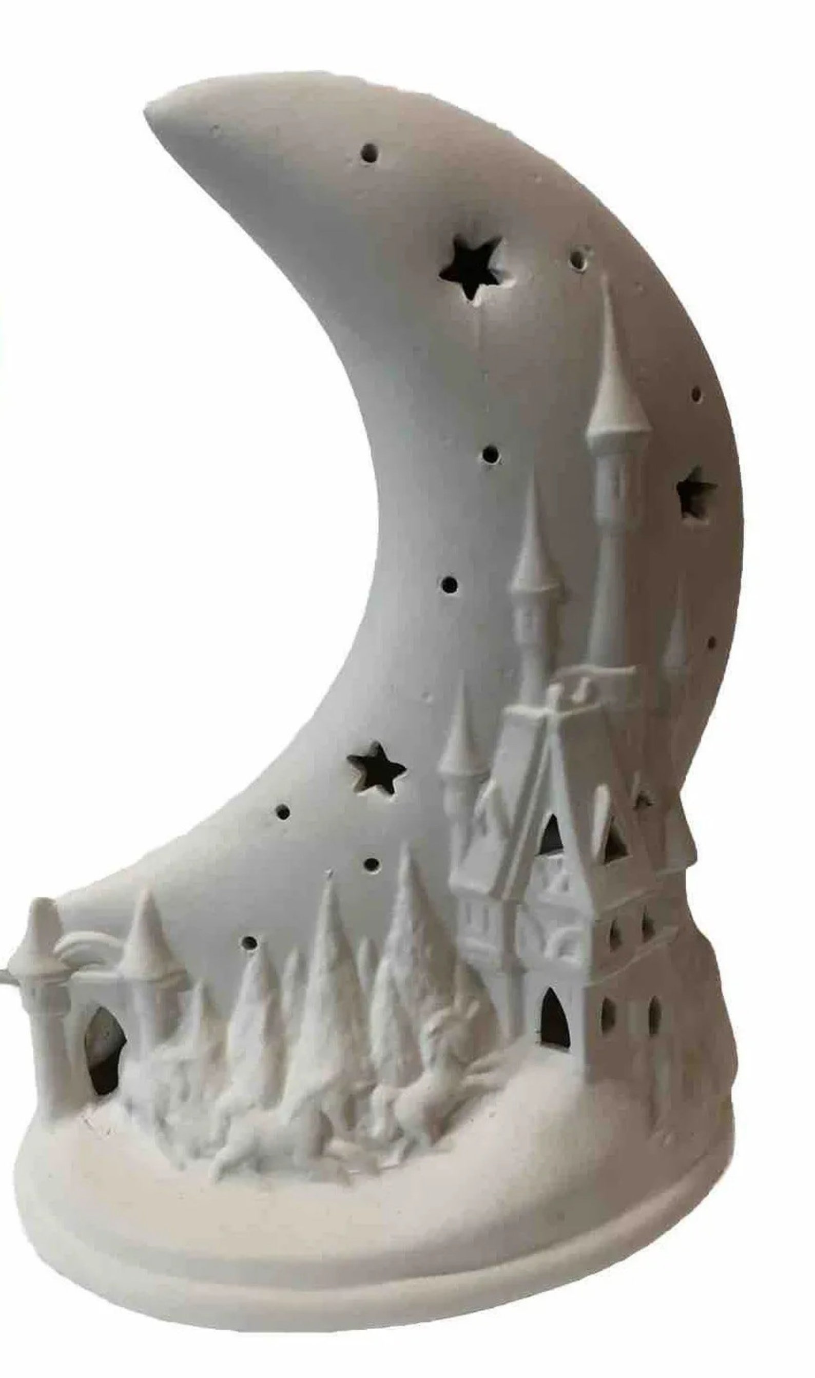Fantasy - Ceramic - Moon and Castle - Bisque - 9” Tall - Etsy