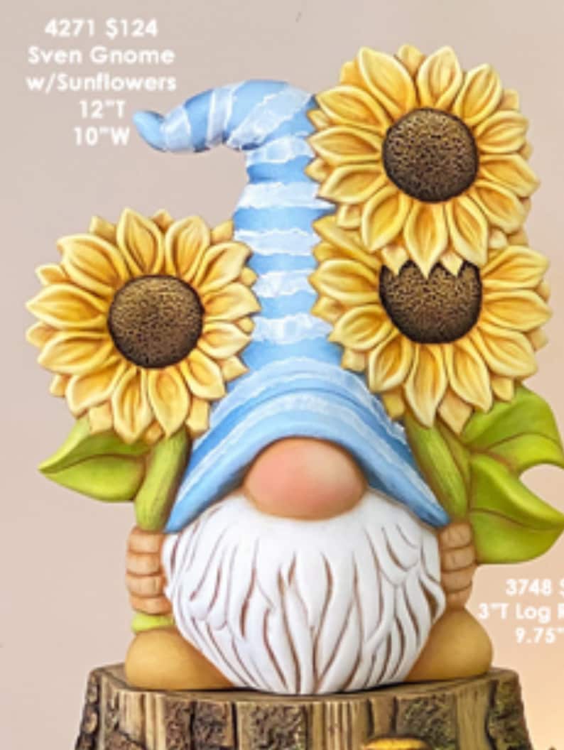 Gnomes Clay Magic sven the Gnome W/ Sunflowers 4271 Ready to Paint ...