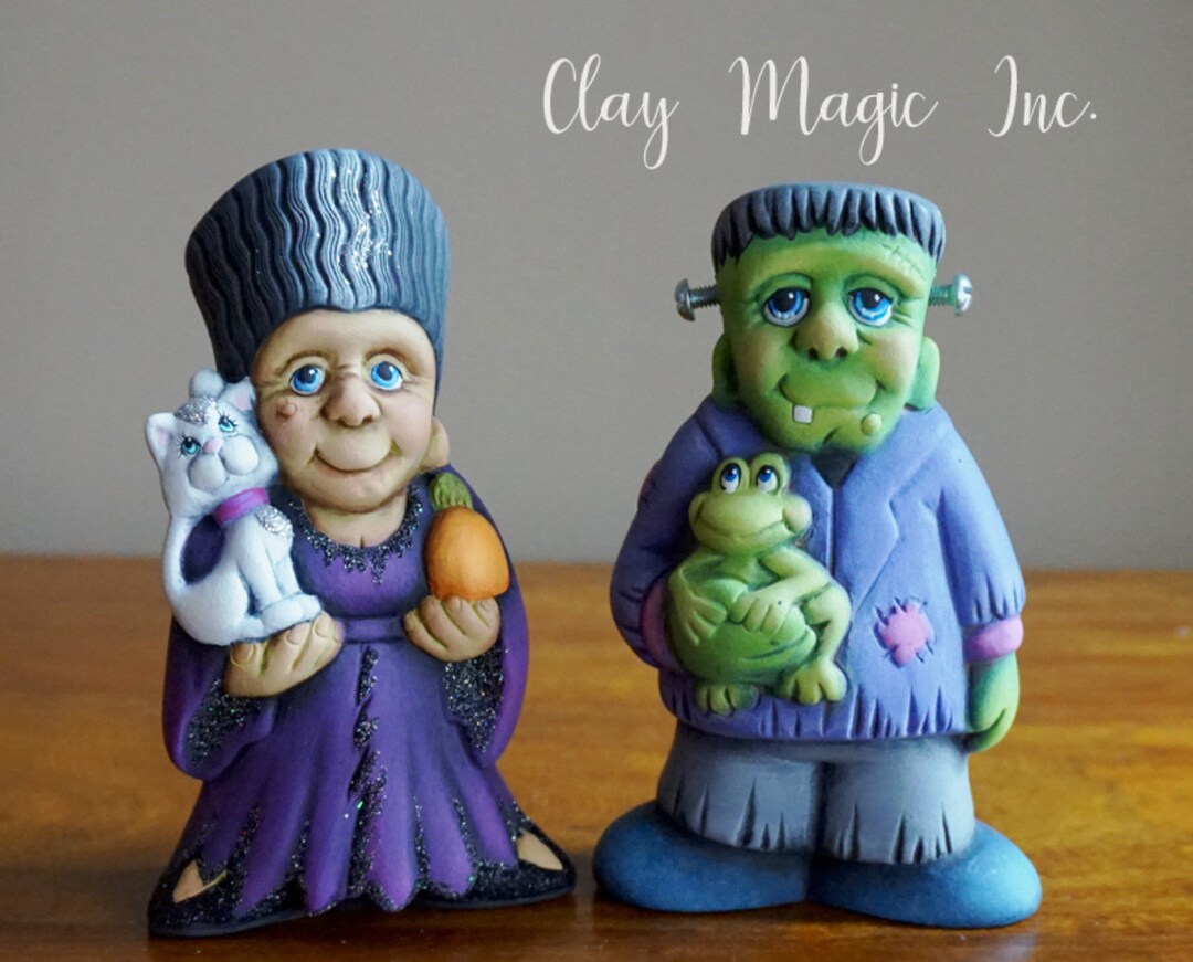 Halloween - Clay Magic Set (2) - Mr & Mrs Frankenstein - Ready to Paint ...
