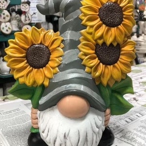 Gnomes - Clay Magic -“sven” the Gnome W/ Sunflowers - 4271 - Ready to ...