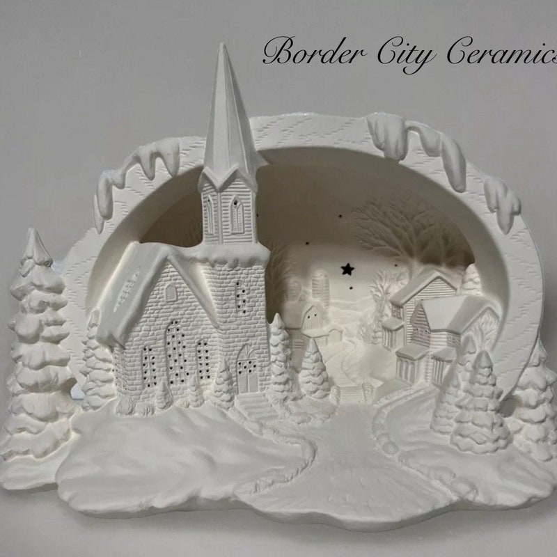 Lighted Ceramic Church - Etsy