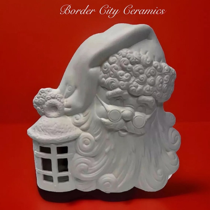 Ceramic Santa With Lights - Etsy